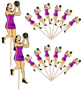 Netball Player Party Food Cupcake Picks Stick Decorations Toppers ...