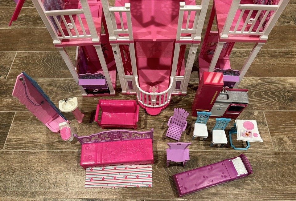 Rare Large A Frame Barbie Malibu Dream Play Doll House With Furniture ...