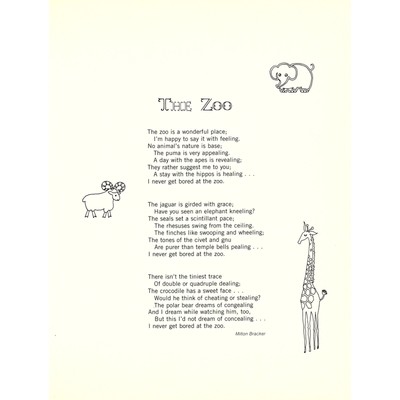 The Zoo Milton Bracker 1970s Poem Retro Kitsch Wall Art SF8 | eBay