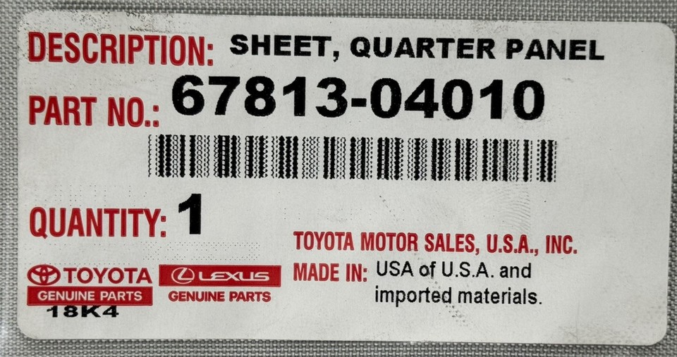 2016 2023 TOYOTA TACOMA DOOR SHELL NOISE SILENCER SHEET PAD 67813-04010 ...