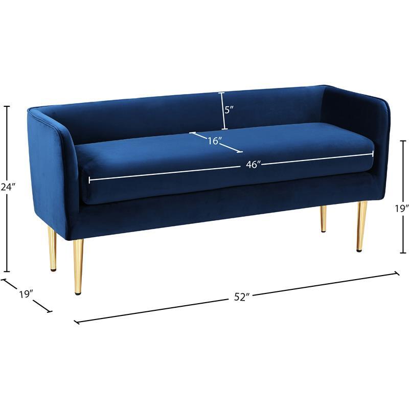 Meridian Furniture Audrey Navy Velvet Bench | eBay
