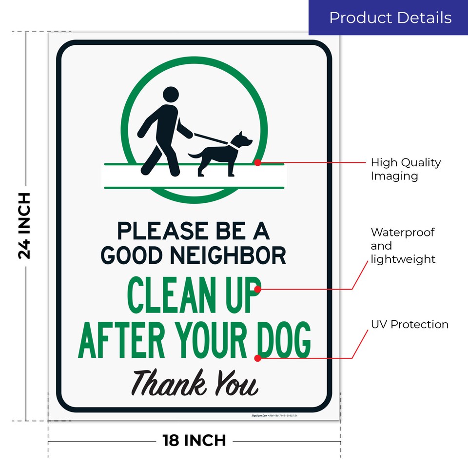 Clean Up After Your Dog Sign, Be A Good Neighbor Sign, | eBay