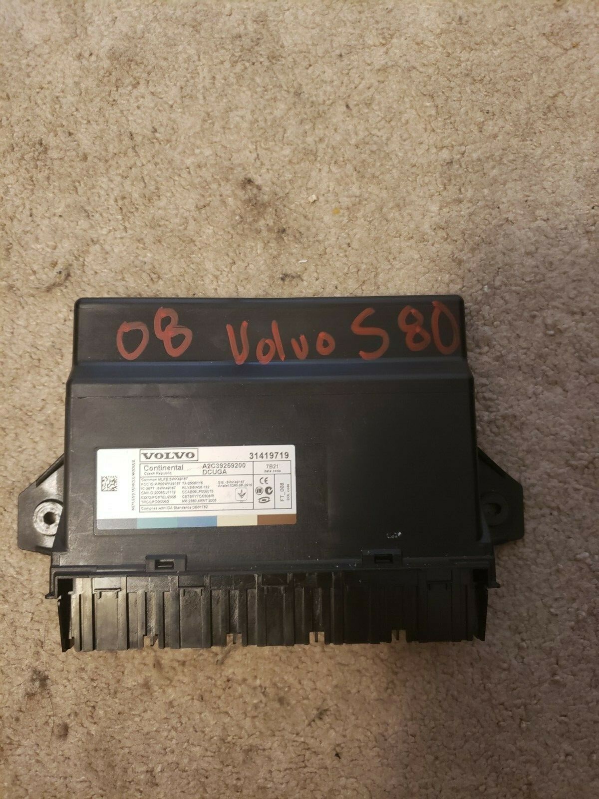 2008 08 VOLVO S80 CENTRAL LOCKING CONTROL MODULE OEM A2C39259200 ...