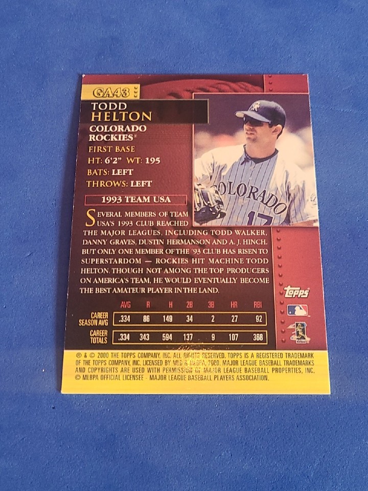 2001 Todd Helton Topps Golden Anniversary Cincinnati Reds #GA43 Going ...