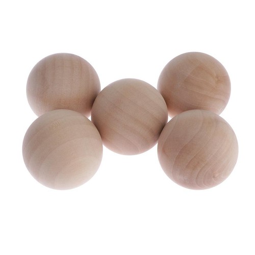 5x Hardwood Balls Solid Natural Beech Wooden Balls Beads Crafts Making ...