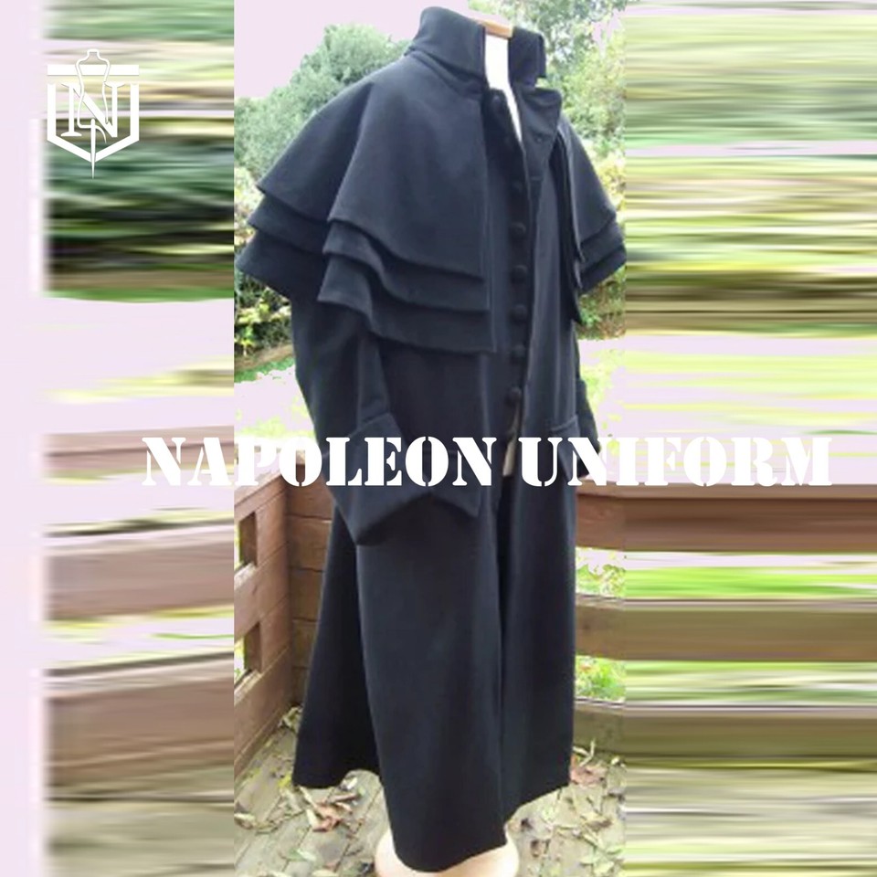 Newly Navy Blue Regency Garrick overcoat coach Man's Coat Triple Caped ...