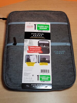 BNWT- Five Star 1" Carry All Binder- Grey/Blue | eBay