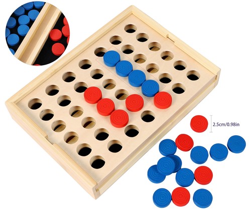 TOWO Wooden 4 in a Row Game - Classic Strategy Game for Adults Children ...