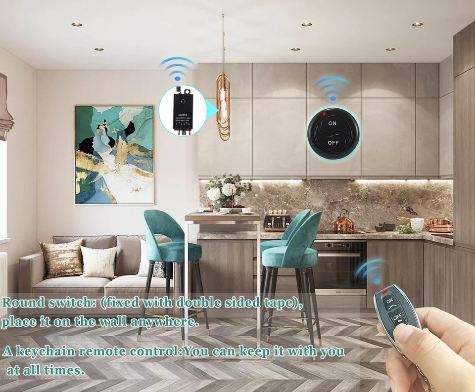 RF Technology Mini Wireless Switch - 1.57inx0.87in, Easy Control for ...