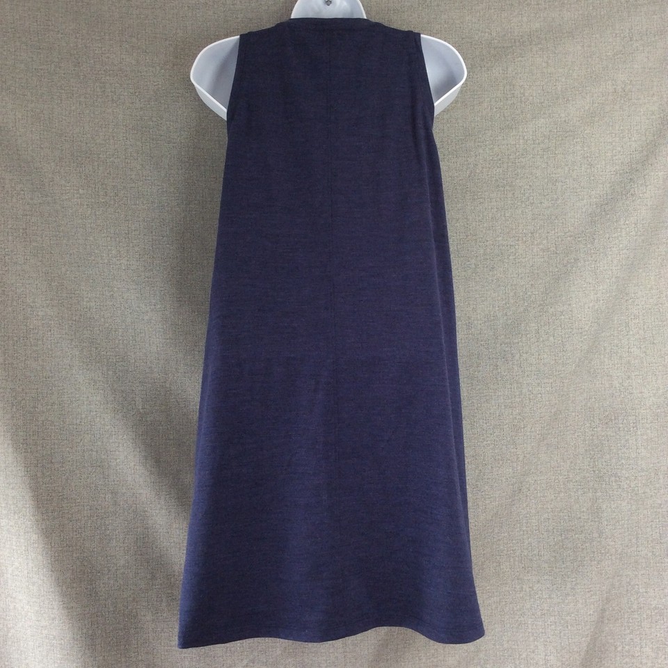 WOOLX CLARA Merino Wool Blend Sleeveless Dress Navy Blue Small A-line ...