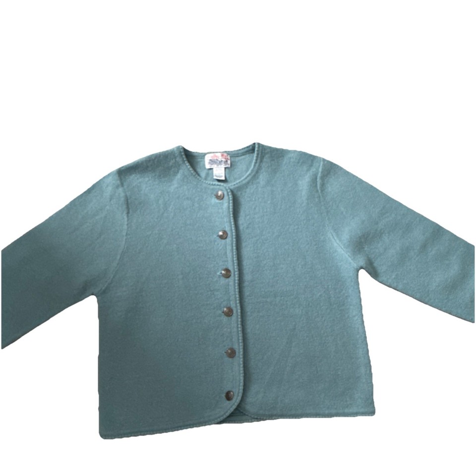 Tally Ho Women’s Large Light Blue 100% Wool Cardigan Button Front ...