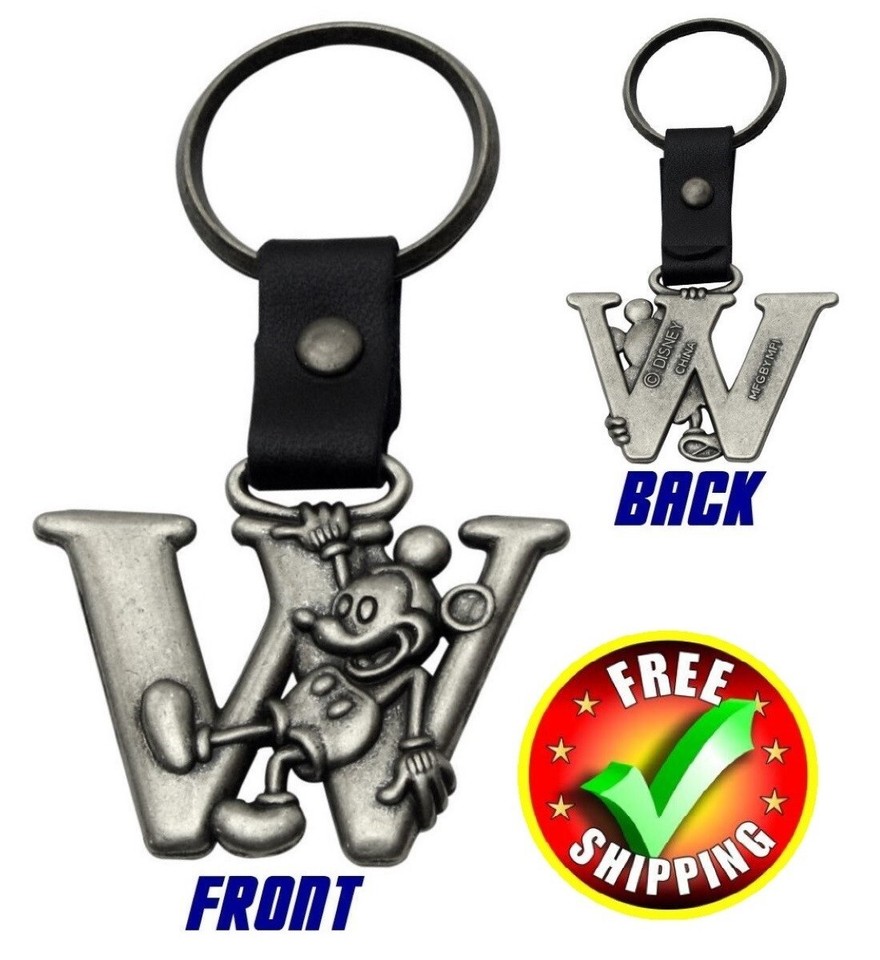 DISNEY Mickey Mouse Initial Keychain Pewter Silver Color Monogram 1-PC ...