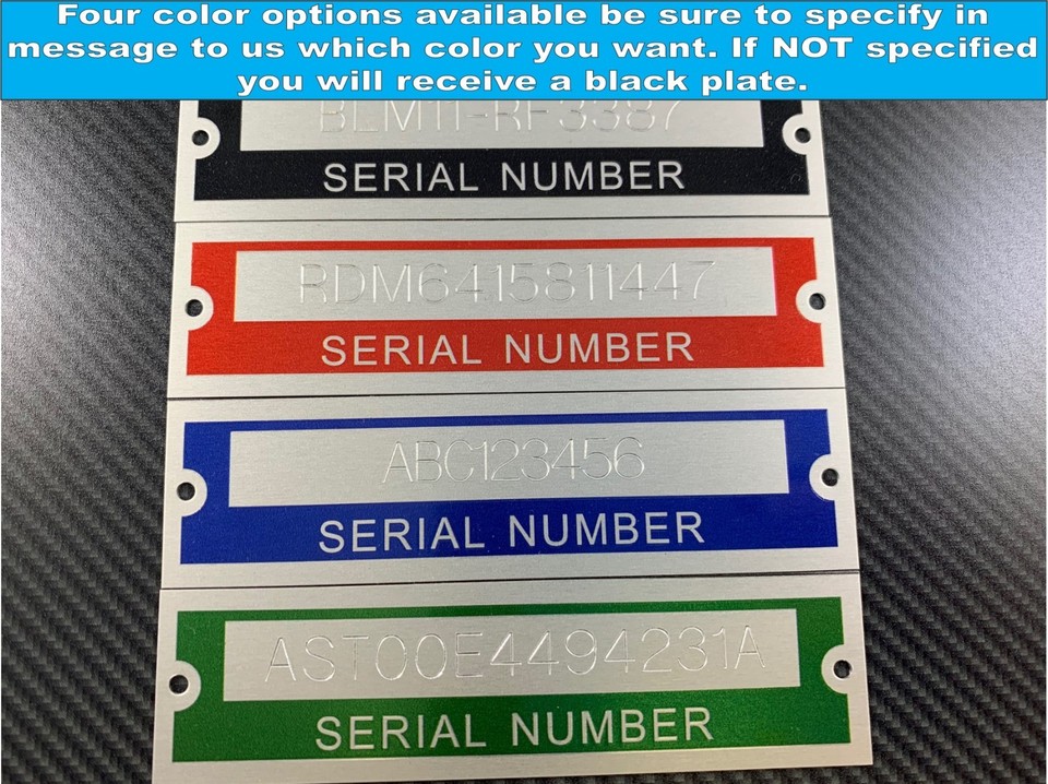 SERIAL NUMBER TAG PLATE ENGRAVED WITH NUMBER IDENTIFICATION ASSET TAG ...
