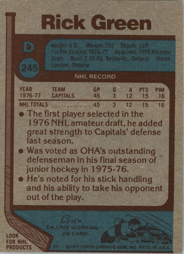 1977-78 Topps #245 Rick Green RC - EX-MT | eBay