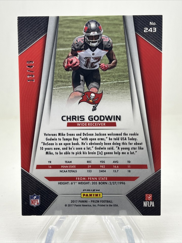 2017 Panini Prizm Chris Godwin Rookie Red Power #d 13/49 RC Buccaneers ...