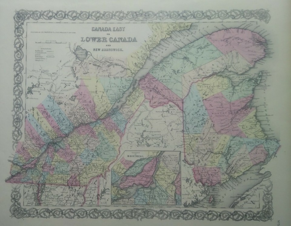 Canada 1856 Colton's Maps first edition Canada East or Lower Canada | eBay