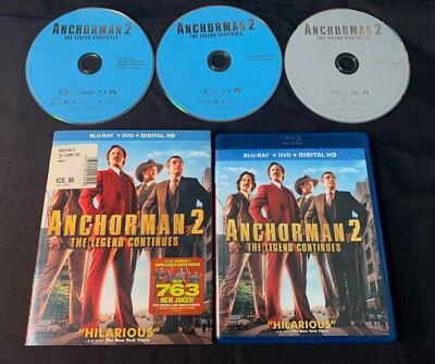 Anchorman 2: The Legend Continues (Blu-ray/DVD, 2014, 3-Disc) *w ...