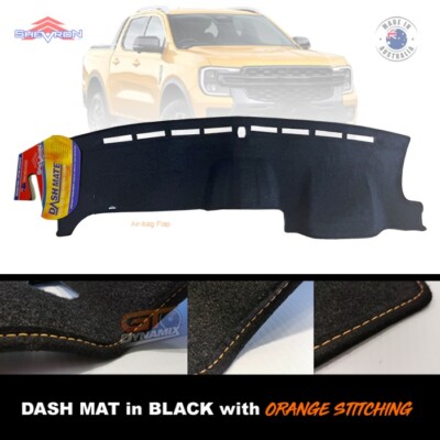 BLACK DASH MAT + ORANGE Stitching FORD RANGER Wildtrack NEXT GEN 2022 ...