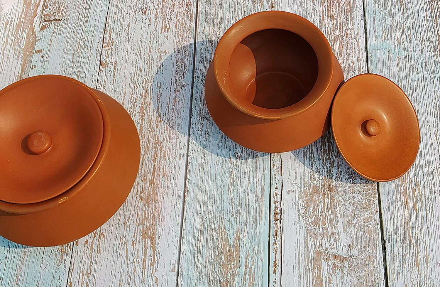 Porcelain Clay Dahi Handi With Lid (2L), Brown | eBay