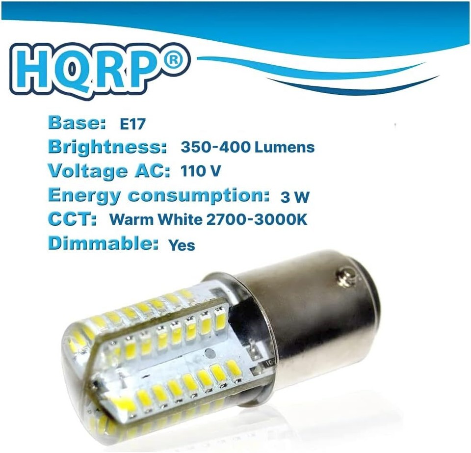 HQRP 110V E17 Base Crystal Dimmable LED Bulb for Whirlpool 8206232A ...