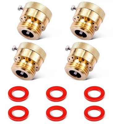 4 Pack Brass 3/4" GHT Hose Bib Connector Backflow Preventer Vacuum ...