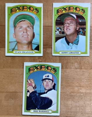 3 - 1972 Topps Montreal Expos Mike Marshall, Denny Lemaster, Stan ...