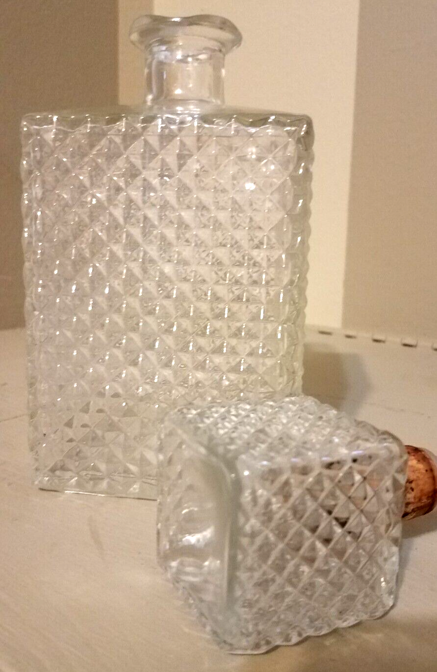 Vintage Square Diamond Cut Decanter With Stopper | eBay