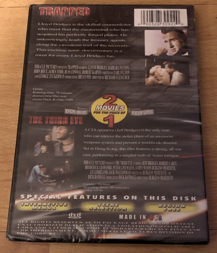 Trapped & Third Eye Double DVD Lloyd & Jeff Bridges, Barbara Payton ...