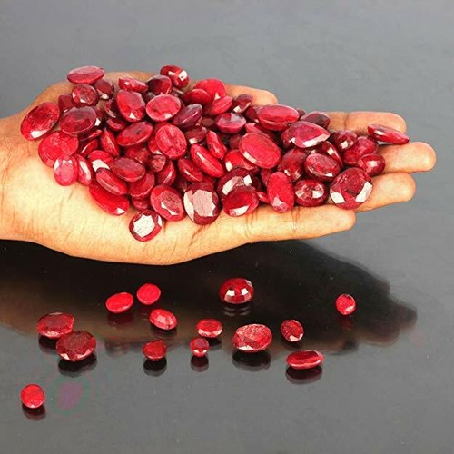 Natural African Faceted Red Ruby Oval Cut Loose Gemstone 100 Ct/7 Pc ...