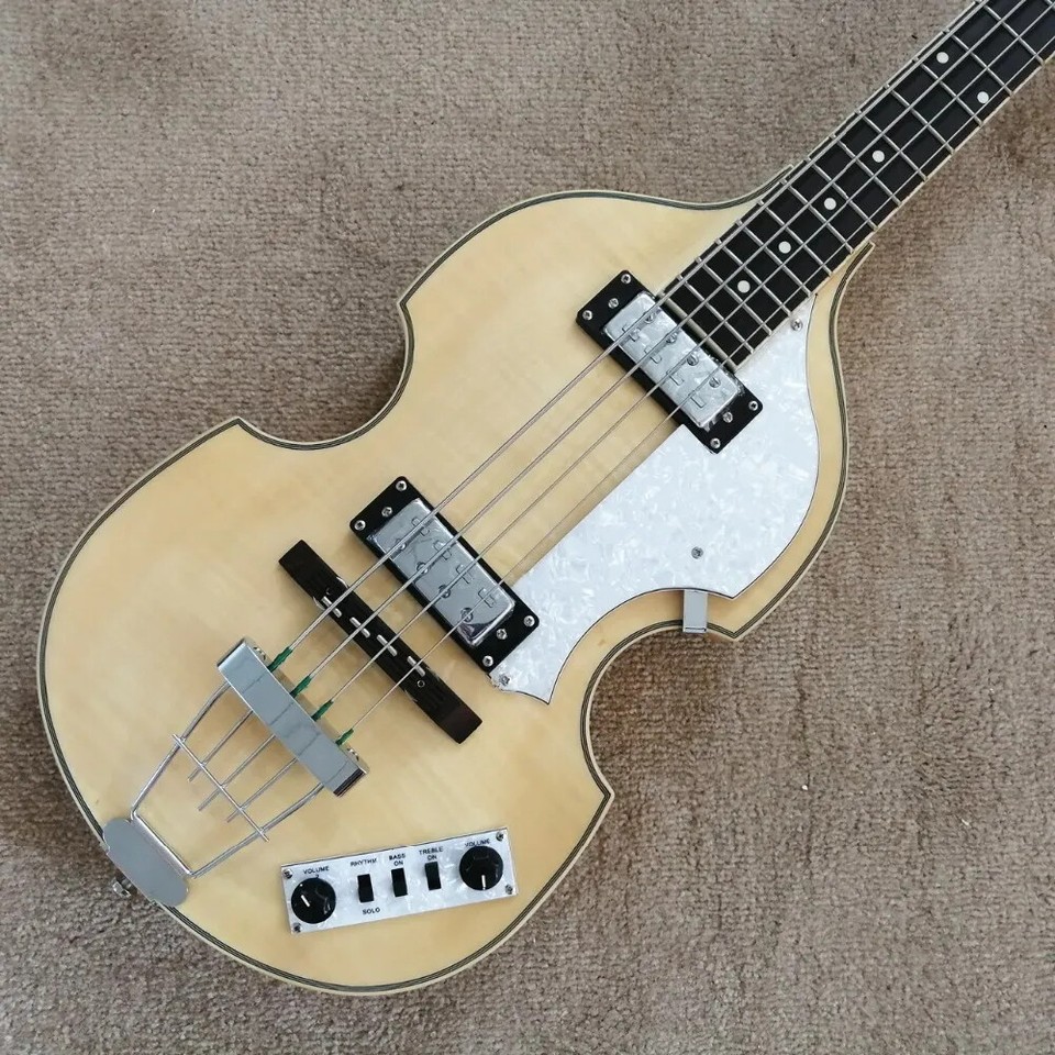 McCartney Hofner Deluxe Natural 4 Strings Violin Bass Electric Guitar 2 ...