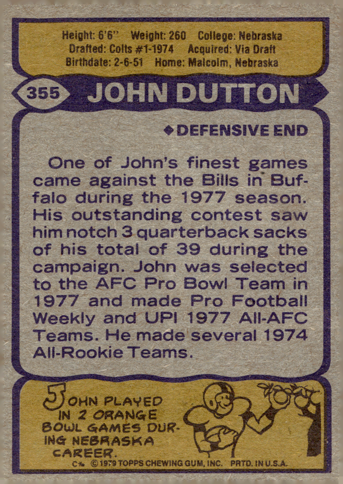 1979 Topps - #355 John Dutton Colts | eBay