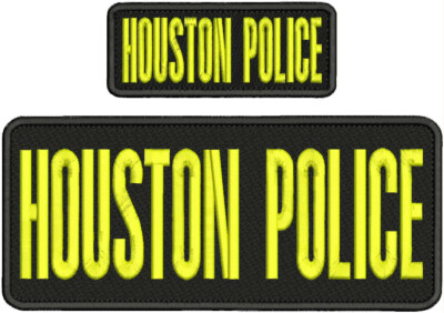 Houston Police EMBROIDERY PATCHES 4X10 AND 2X5'' hook on back yellow ...