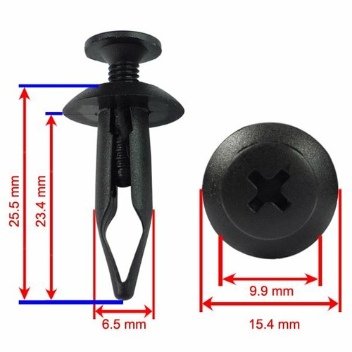 100 x Plastic Push Type Rivet Retainer Fastener Bumper Pin Clips For ...