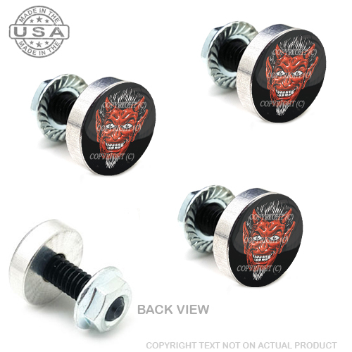 4 Silver Billet Logo License Plate Frame Tag Bolt Kit - RED DEVIL | eBay