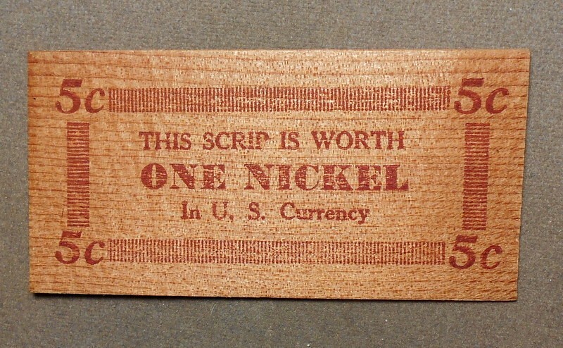 B182 Tenino, Wash., This Scrip Is Worth One Nickel In U.S. Currency ...