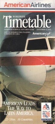 American Airlines timetable 1993/09/12 | eBay