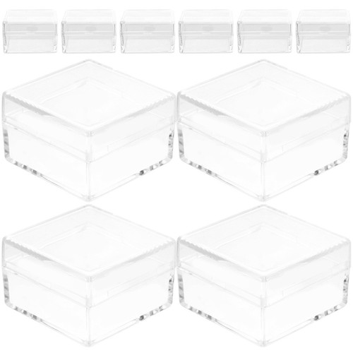 10 Pcs Cute Storage Box Small Square Display Clear Boxes with Lids | eBay
