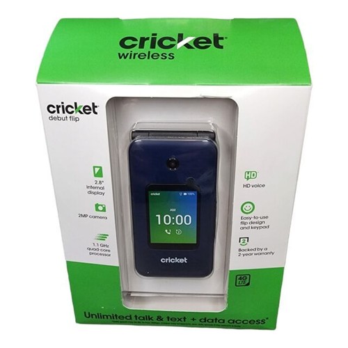Cricket Debut FLIP 4G LTE Navy Blue Phone, Locked to Cricket Wireless ...