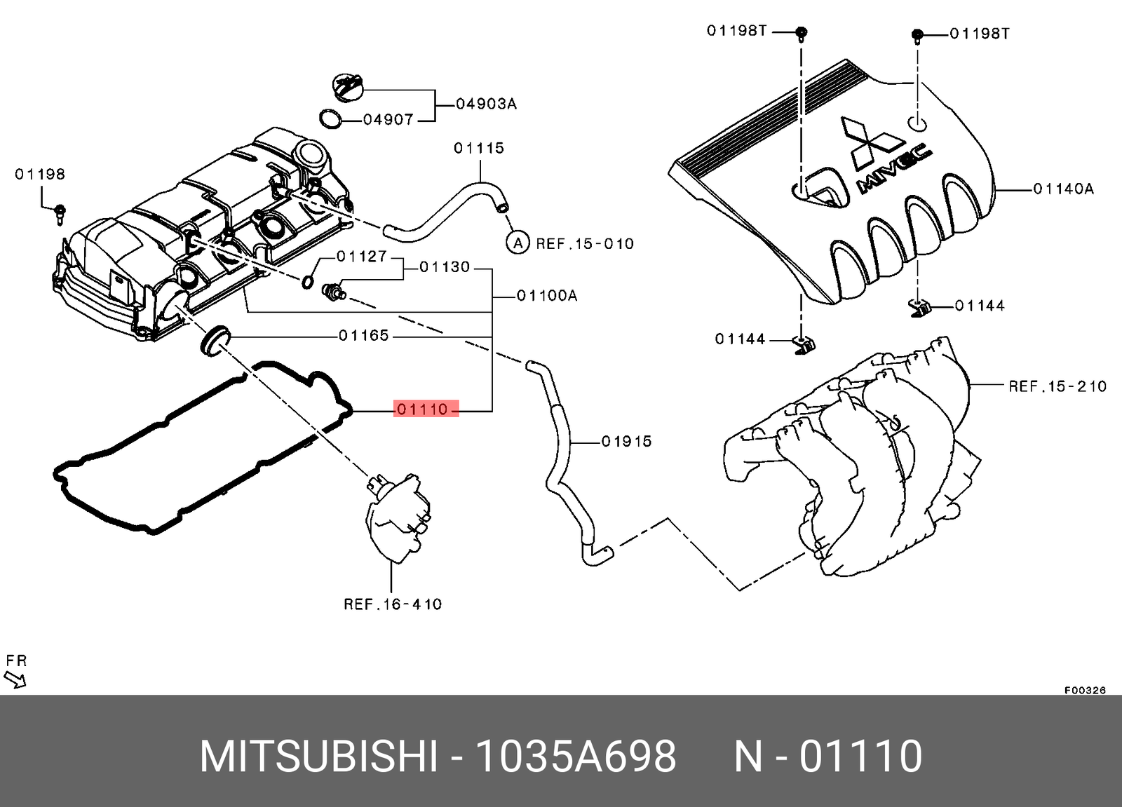 Genuine OE Gasket Rocker Cover 1035A698 for Mitsubishi 1035-A698 | eBay.de