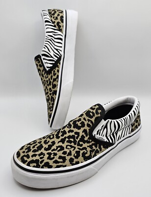 Vans Animal Print Mix Slip On Sneakers Shoes Juniors SZ 5 Leopard