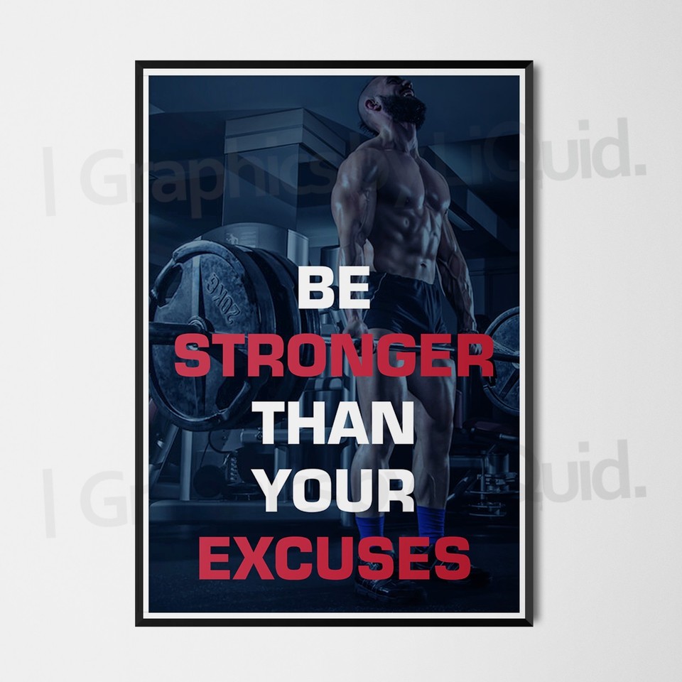 GYM POSTER MOTIVATION QUOTE FITNESS Training Inspirational workout A4 ...