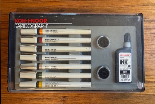 KOH-I-NOOR Rapidograph Technical Pen Set — 7 Pens with Case, Ink and ...