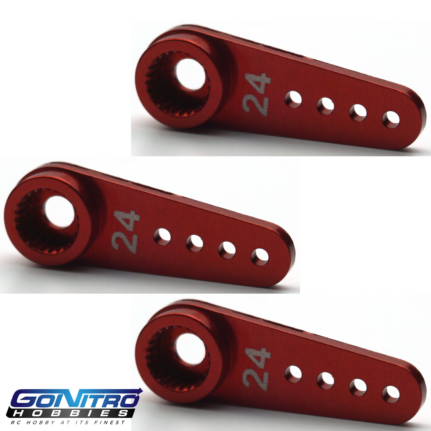 Go Nitro Hobbies 24T Small Aluminum One Way Servo Arm 3 Red Hitec | eBay
