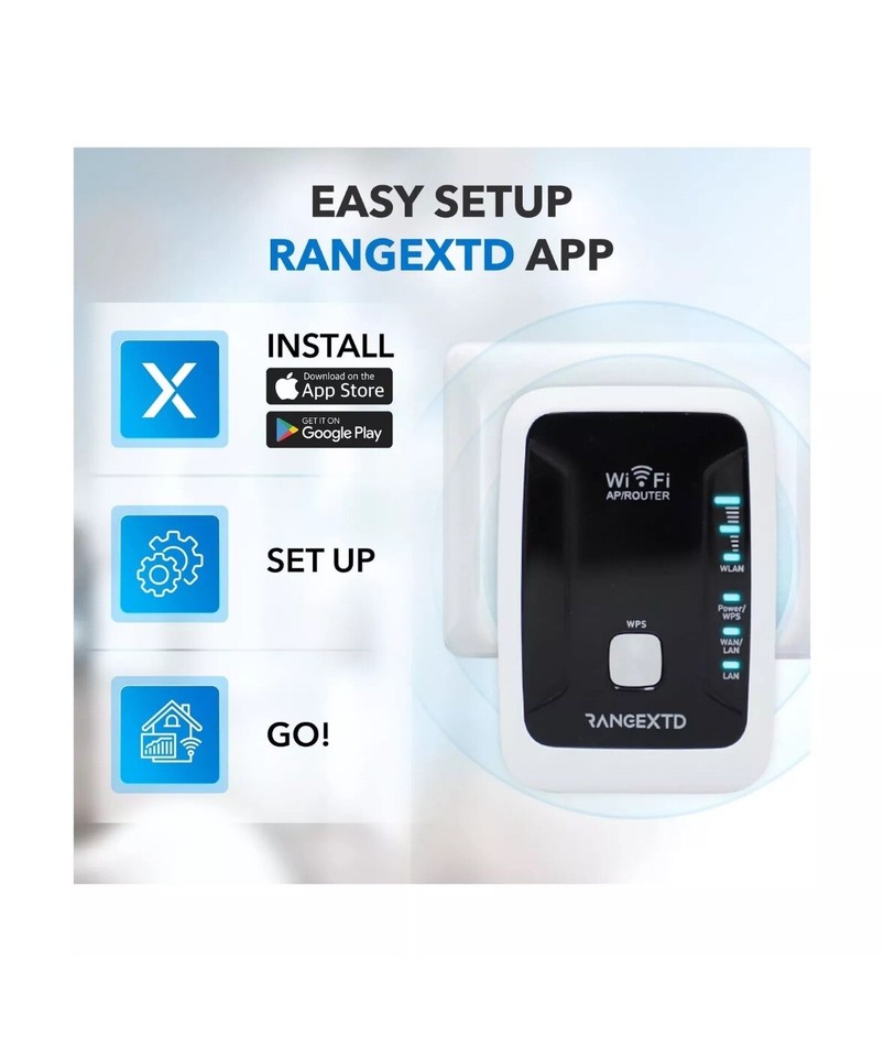 RANGEXTD WiFi Extender with Ethernet Port - WiFi Signal Booster for ...