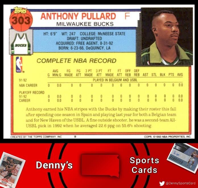 1992 Topps #303 Anthony Pullard Milwaukee Bucks Basketball Card | eBay
