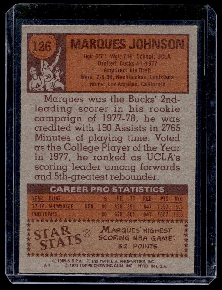 1978-79 Topps Marques Johnson Rookie Milwaukee Bucks #126 | eBay