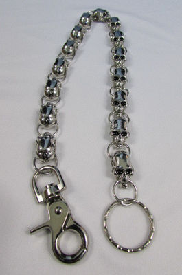 Silver Metal Bold Wallet Jeans Chains Men Thick Skulls Biker Chunky ...