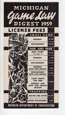 1959 MICHIGAN DNR HUNTING & FISHING GAME LAWS DIGEST GUIDE 1-MICHIGAN ...