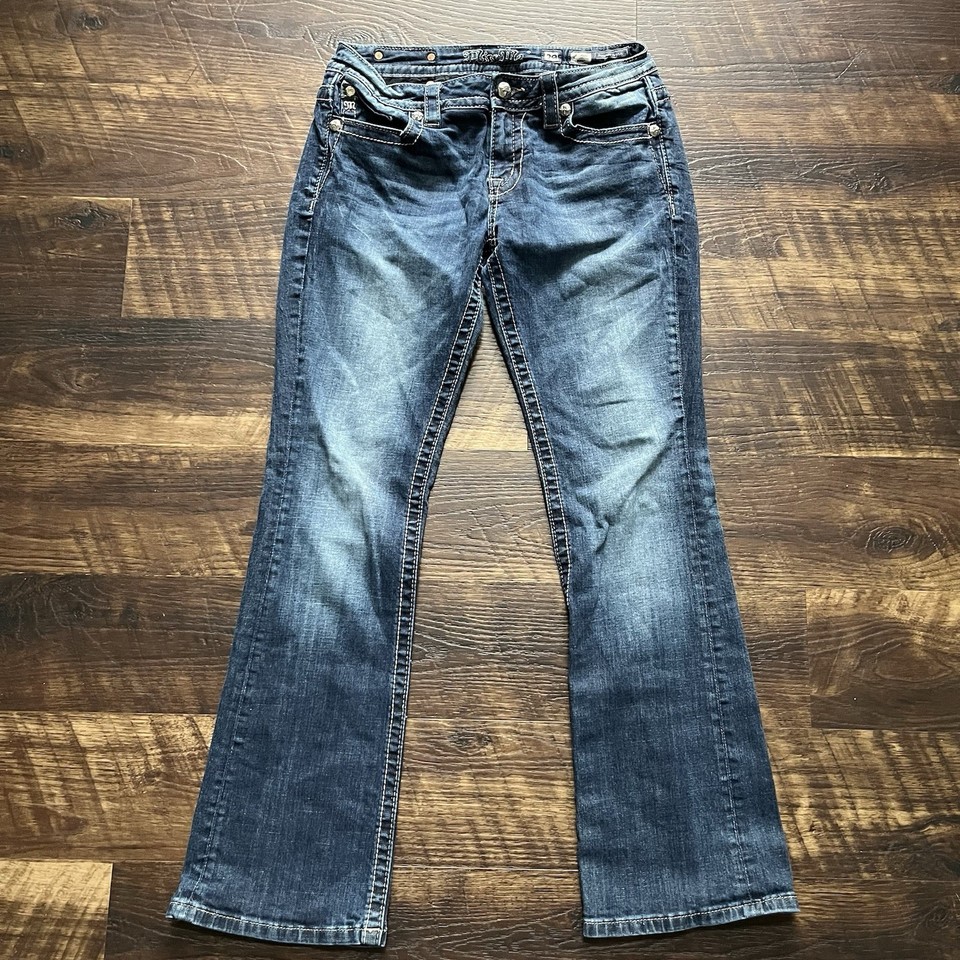 Miss Me Low Rise Y2K Style Bling Beaded Studded Denim Jeans Size 29 X ...