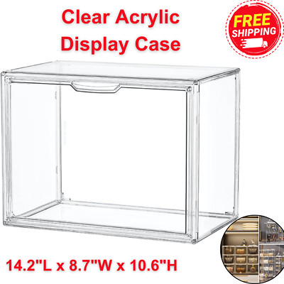 Clear Acrylic Display Case Stackable Plastic Storage Bins with Magnetic ...